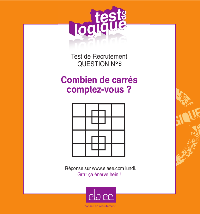 Test Elaee n° 8 : combien de carrés comptez-vous ? - Elaee